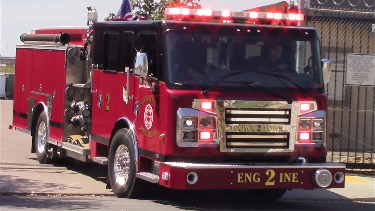 Stockton Fire Dept. Engine 2 Responding - YouTube