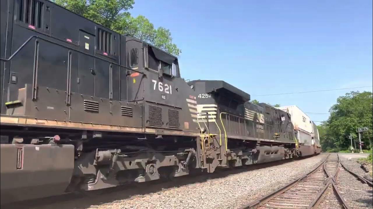 NS 4590 AC44C6M leads NS 23G through Piscataway ,NJ with GECX 4940 (EX BNSF) through Piscataway ...