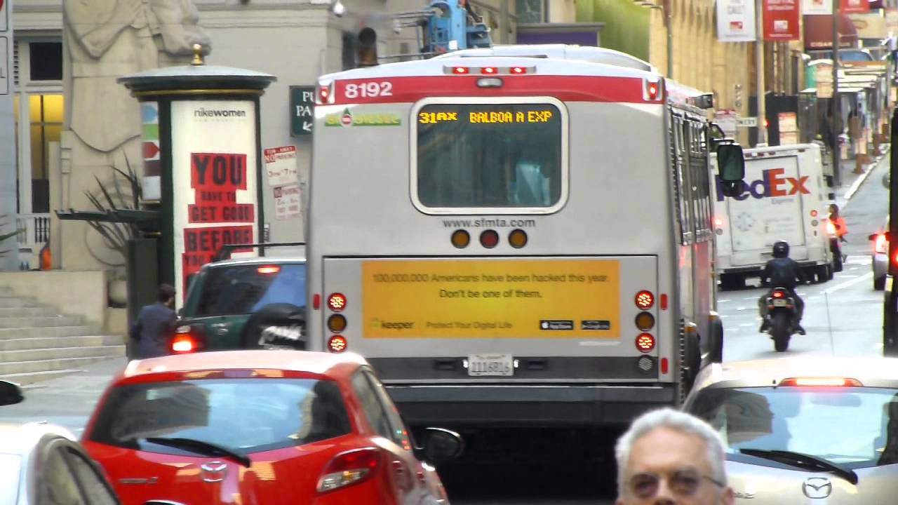 MUNI Bus: 2000 Neoplan AN440 Route 31AX #8192 at Battery-Pine Sts - YouTube