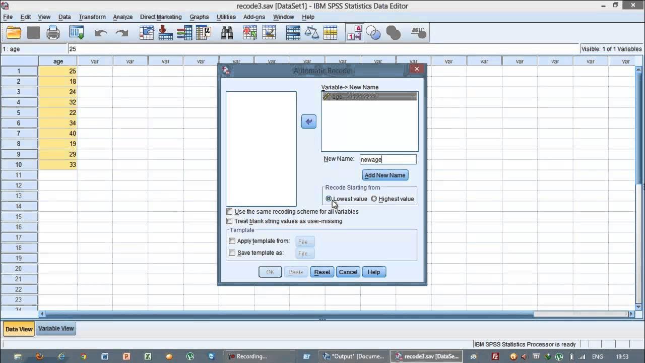 How To Recode Automatic By Spss - YouTube
