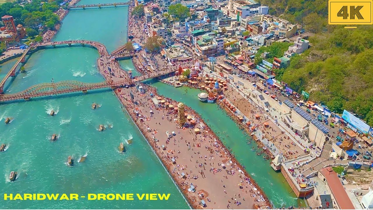 Haridwar Ganga Drone View in 4K Ultra HD | DJI Mini 3 Pro - YouTube