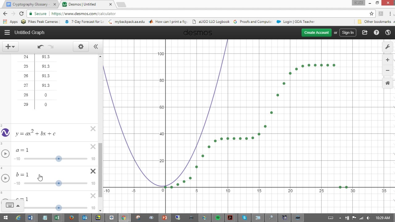 Tabular and algebraic function on Desmos - YouTube