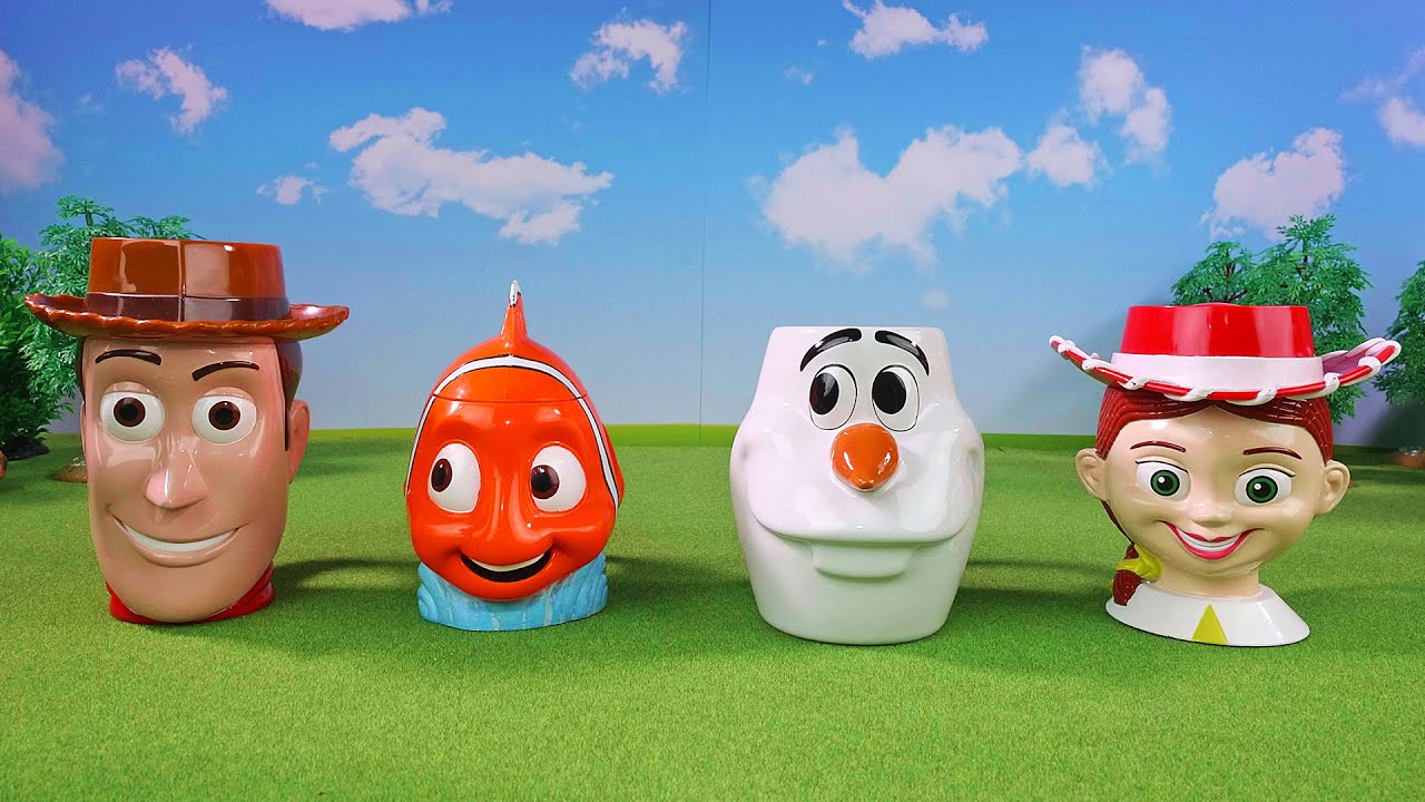 Toy Story Finding Nemo Frozen Olaf Face mug cup Surprise Eggs Toys ...
