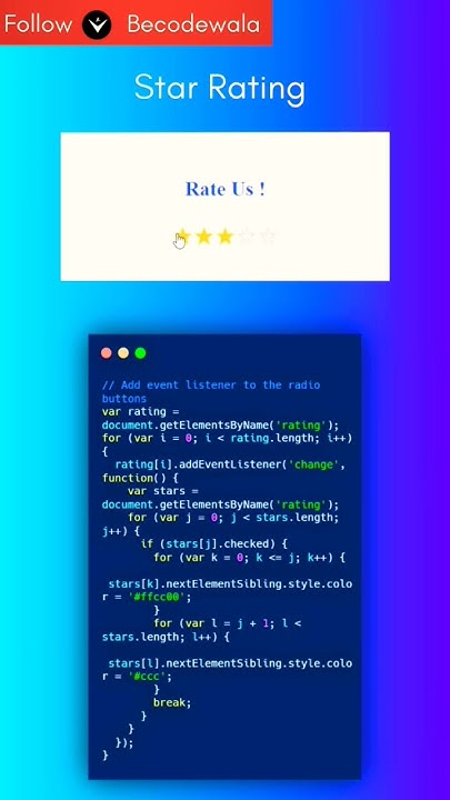 🔥STAR RATING USING JAVASCRIPT | STAR RATING | @becodewala - YouTube