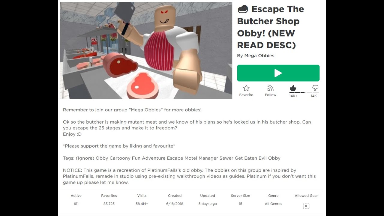ROBLOX：🥩 Escape The Butcher Shop Obby! (NEW READ DESC) By：Mega Obbies ...