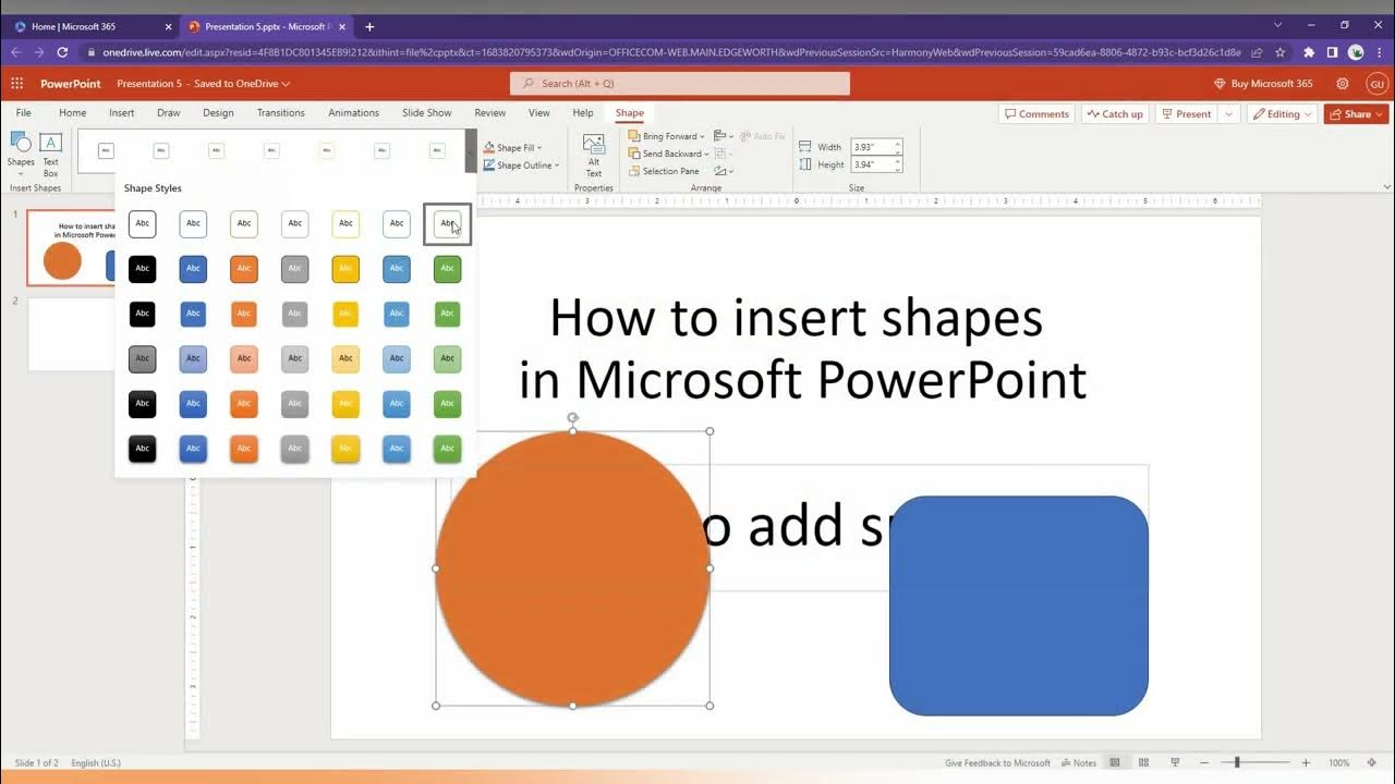 How to insert shapes in Microsoft PowerPoint - YouTube