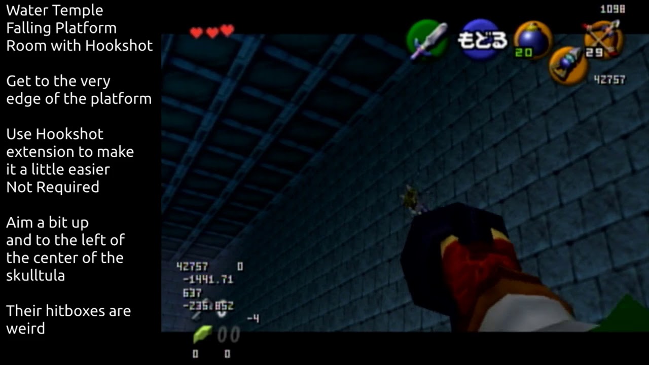 Water Temple Falling Platform Skulltula with Hookshot - YouTube