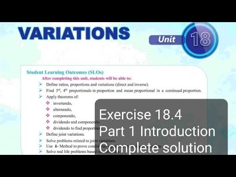 Exercise 18.4 Unit 18 Part 1 Variation New Mathematics Book Class 10 ...