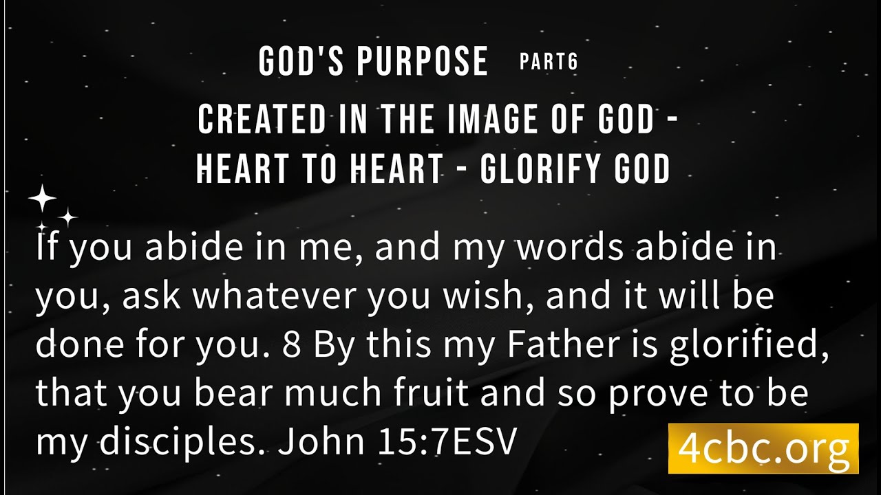 Created in the image of God - Prt 6 Heart to Heart - Glorify God - YouTube