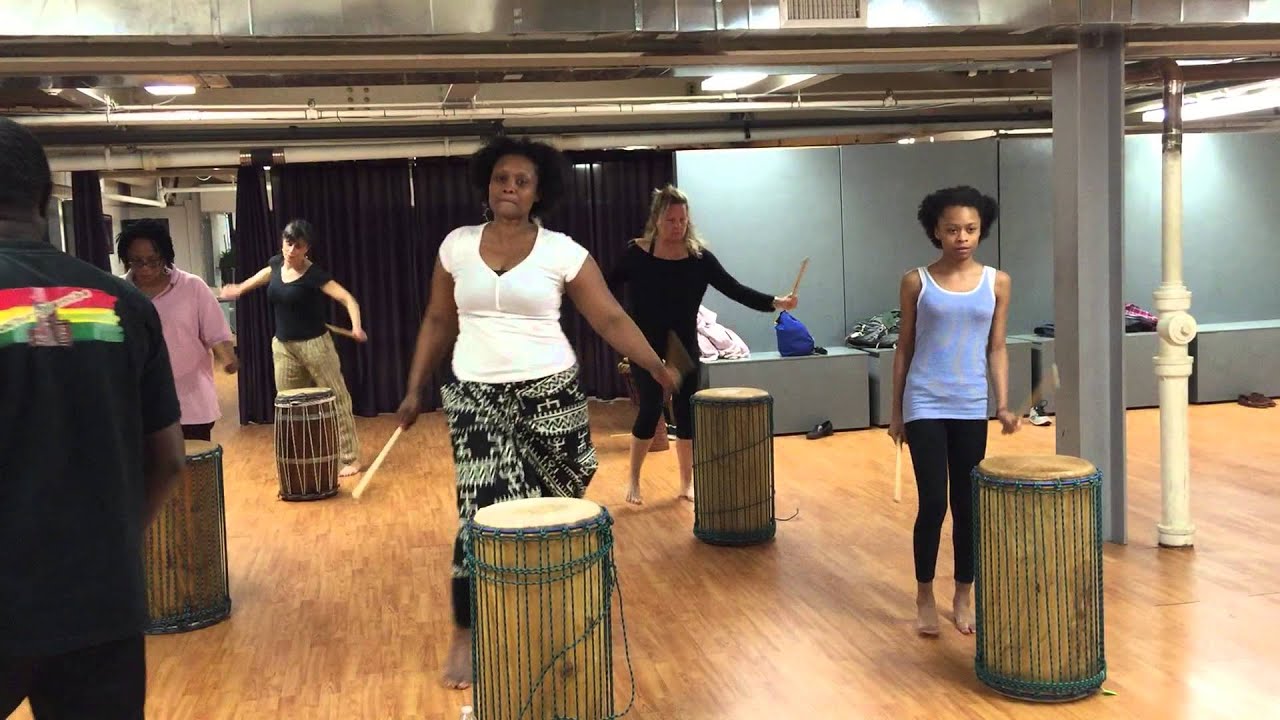 April 12 2015 MBemba teaches DunDun Dance Djole - YouTube