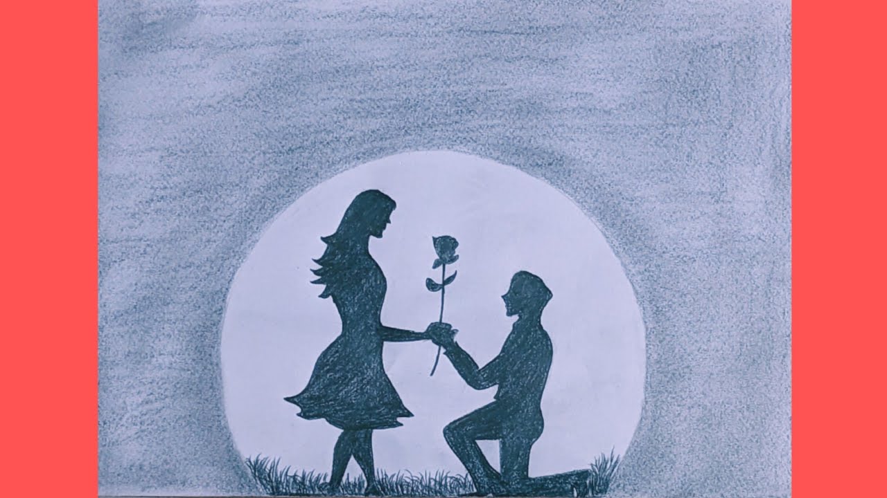 Drawing a Boy proposing to Girl -step by step pencil sketch for ...