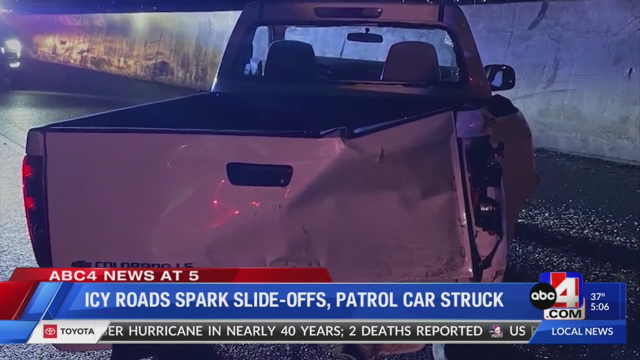 Icy Roads Spark Slide-Offs, Patrol Car Struck - YouTube