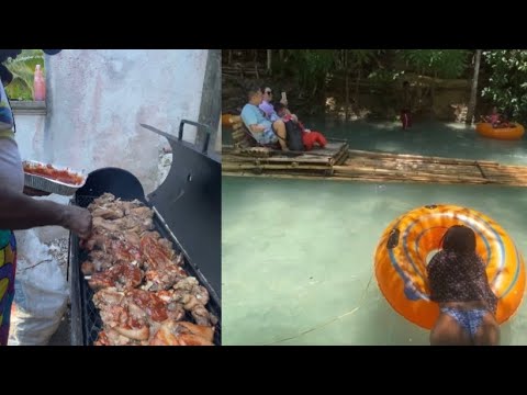 Outdoor cooking BBQ pigstail/jerk pork @idilio escape white river ep (2 ...