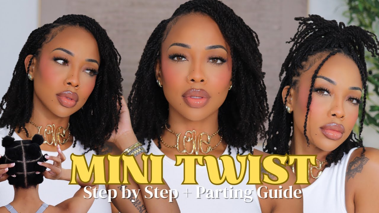 Mini Twists on SHORT Natural Hair | Beginner-Friendly Step-by-Step Tutorial- ft hot braids - YouTube