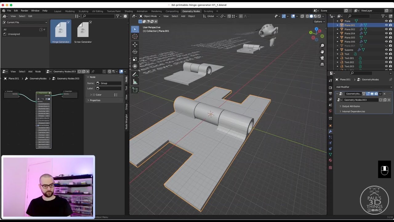 3D Printable Hinge Generator with Blender Geometry Nodes - YouTube