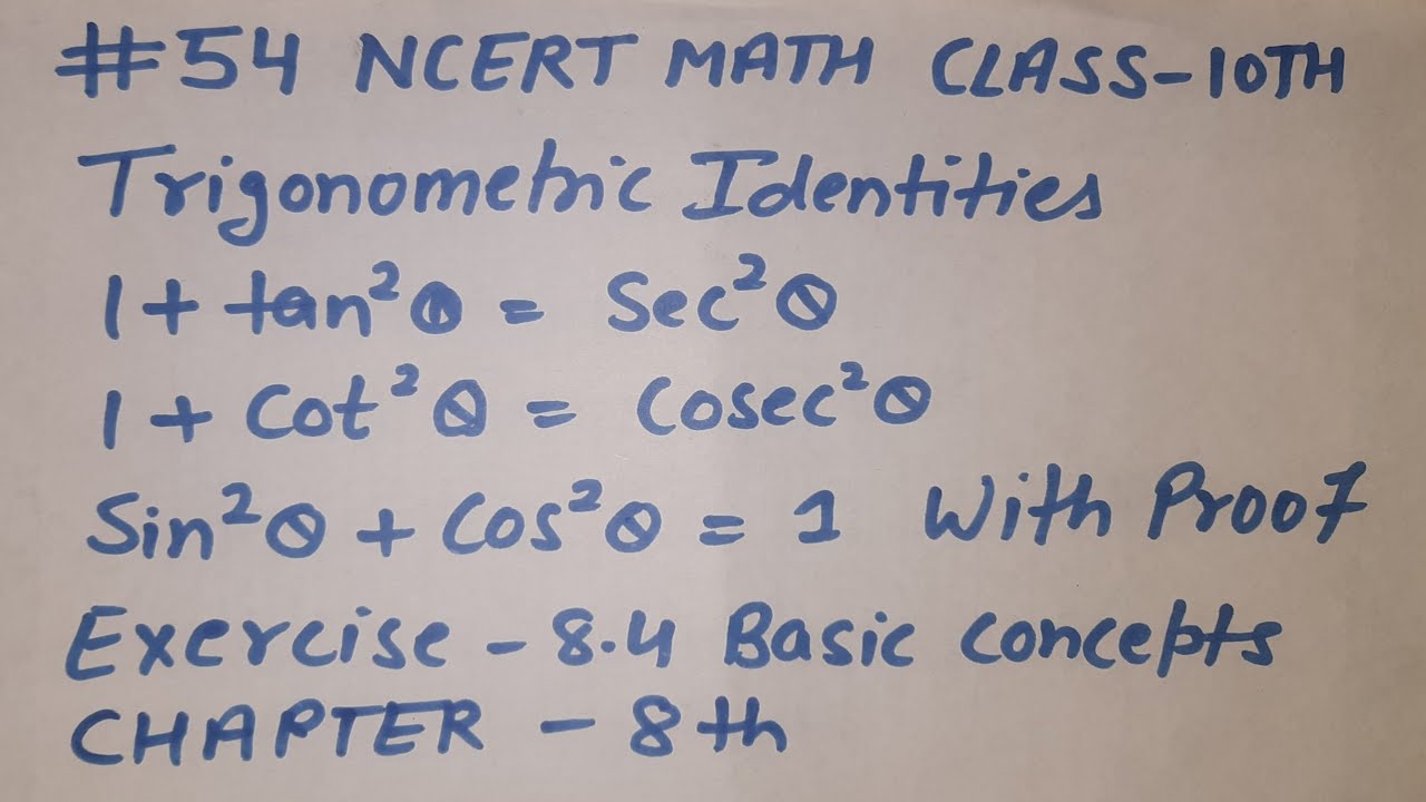 #54 || NCERT Maths || Trigonometry Class 10th || Trigonometric ...