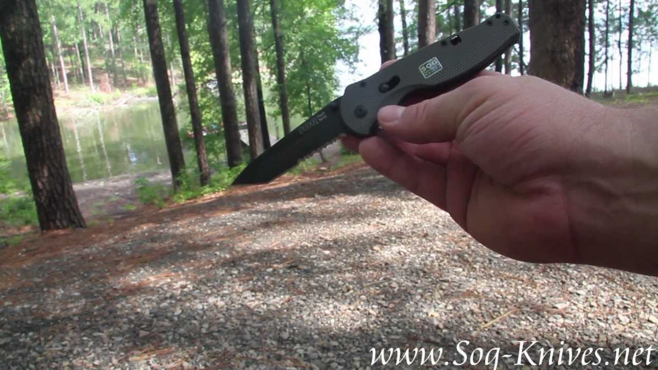 SOG Flash II TiNi Tanto Knife STGFSAT-98 - Video Demo - YouTube