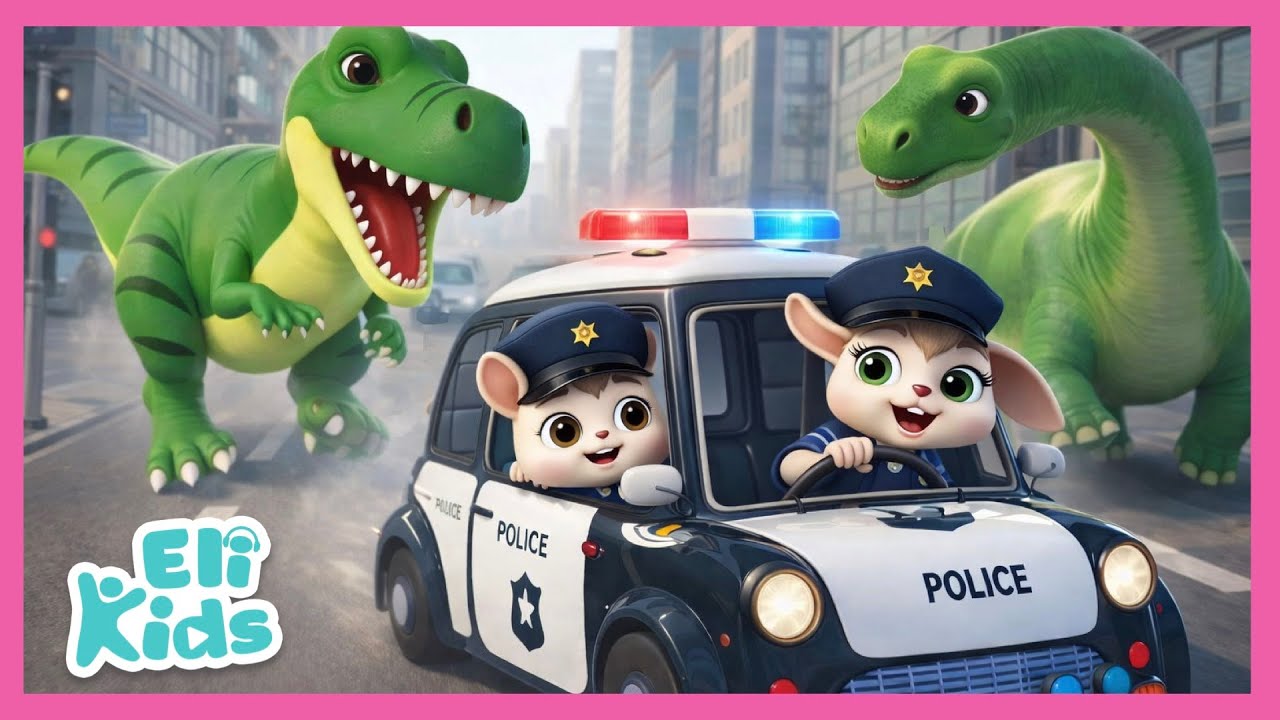 Police Car & Dinosaurs | Chase Through The City | Eli Kids Songs - YouTube