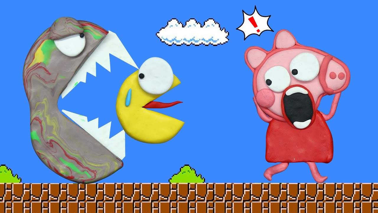 Pacman & Peppa Pig vs Pacman Monster | Pacman Stop Motion Game - YouTube