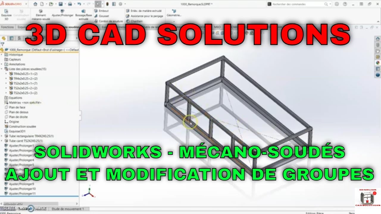 Solidworks - Éléments mécano-soudés - Ajout et Modification d'un groupe ...