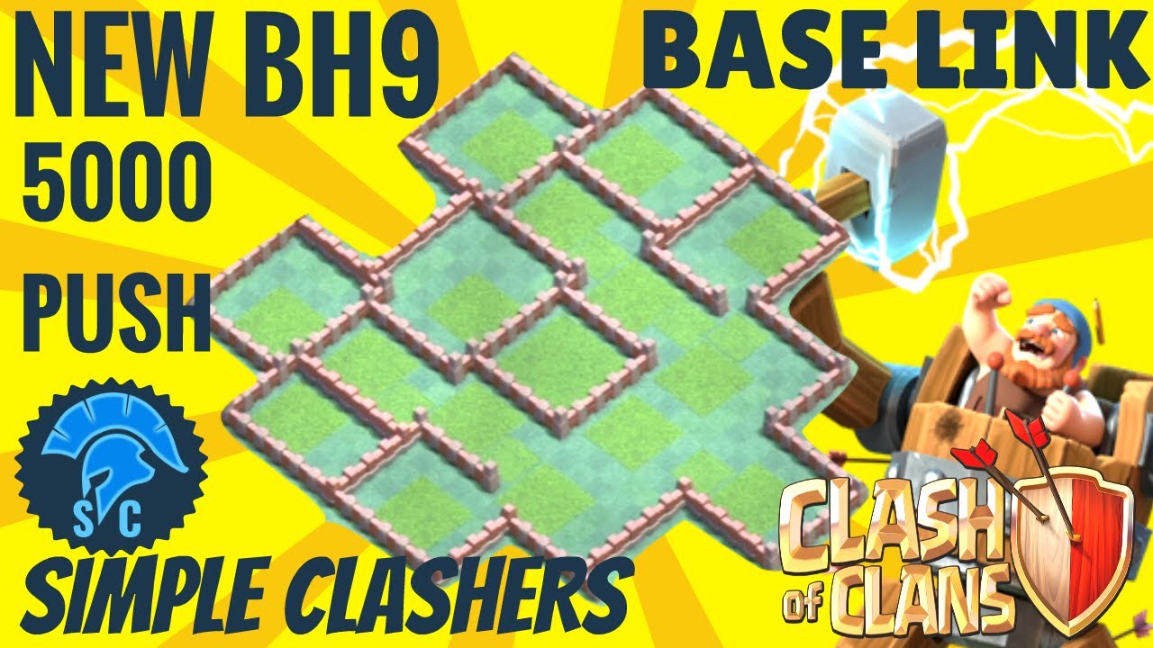 *Bh 9 Base for 5000 push* New Builder Hall 9 Base with link & Replays ...