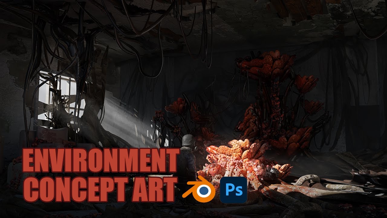 Post Apocalyptic Alien Vegetation Environment Concept Art. Blender ...