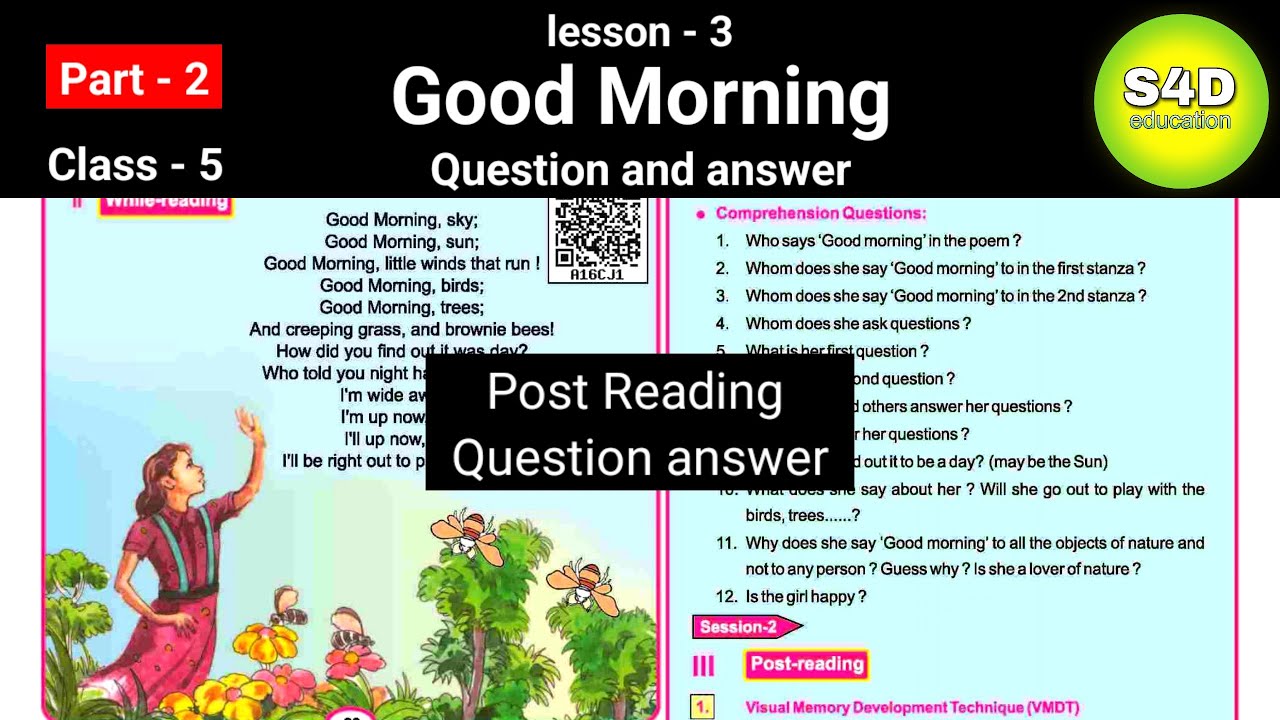 Good morning lesson 3 class 5 English Post reading question answer Odia ...