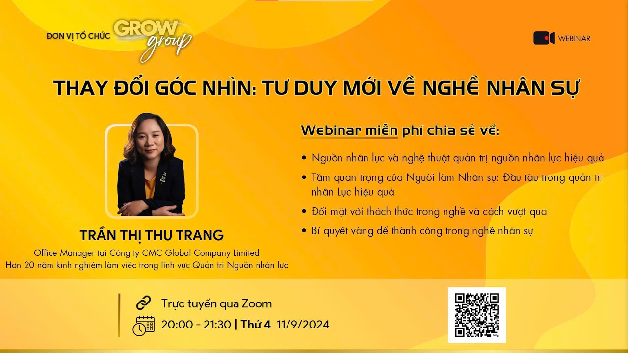 [𝐆𝐑𝐎𝐖𝐠𝐫𝐨𝐮𝐩] |WEBINAR 8| THAY ĐỔI GÓC NHÌN: TƯ DUY MỚI VỀ NGHỀ NHÂN SỰ - YouTube