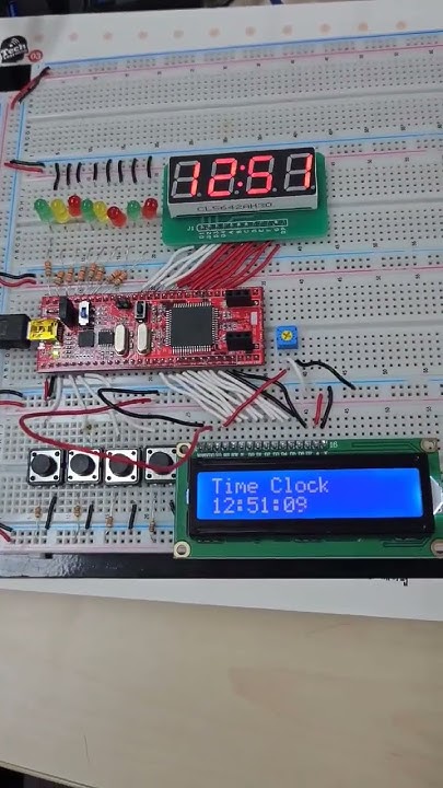 Atmega128a, Clock display using FND, LCD 아트메가128a, FND, LCD를 사용한 시계 - YouTube