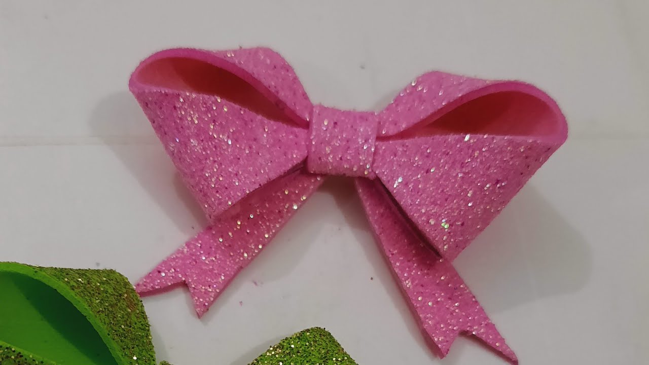 How to make a glitter foam paper bow tutorial step by step..... - YouTube