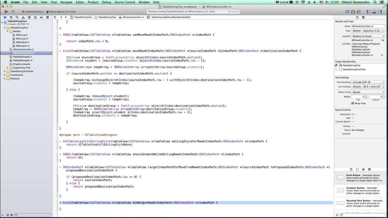 iOS Development Course Beginner - 32. UITableView Editing Part 2 - YouTube