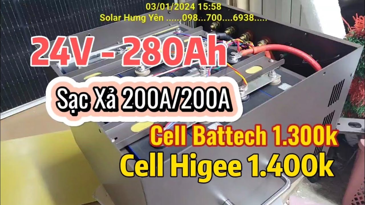 Bộ Pin Lithium 24V 280Ah thùng đẹp, phụ kiện tự lắp pin lithium - YouTube