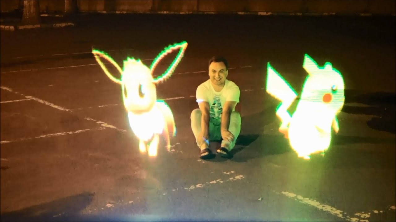 Outdoor lasers. 3D pokemons - YouTube