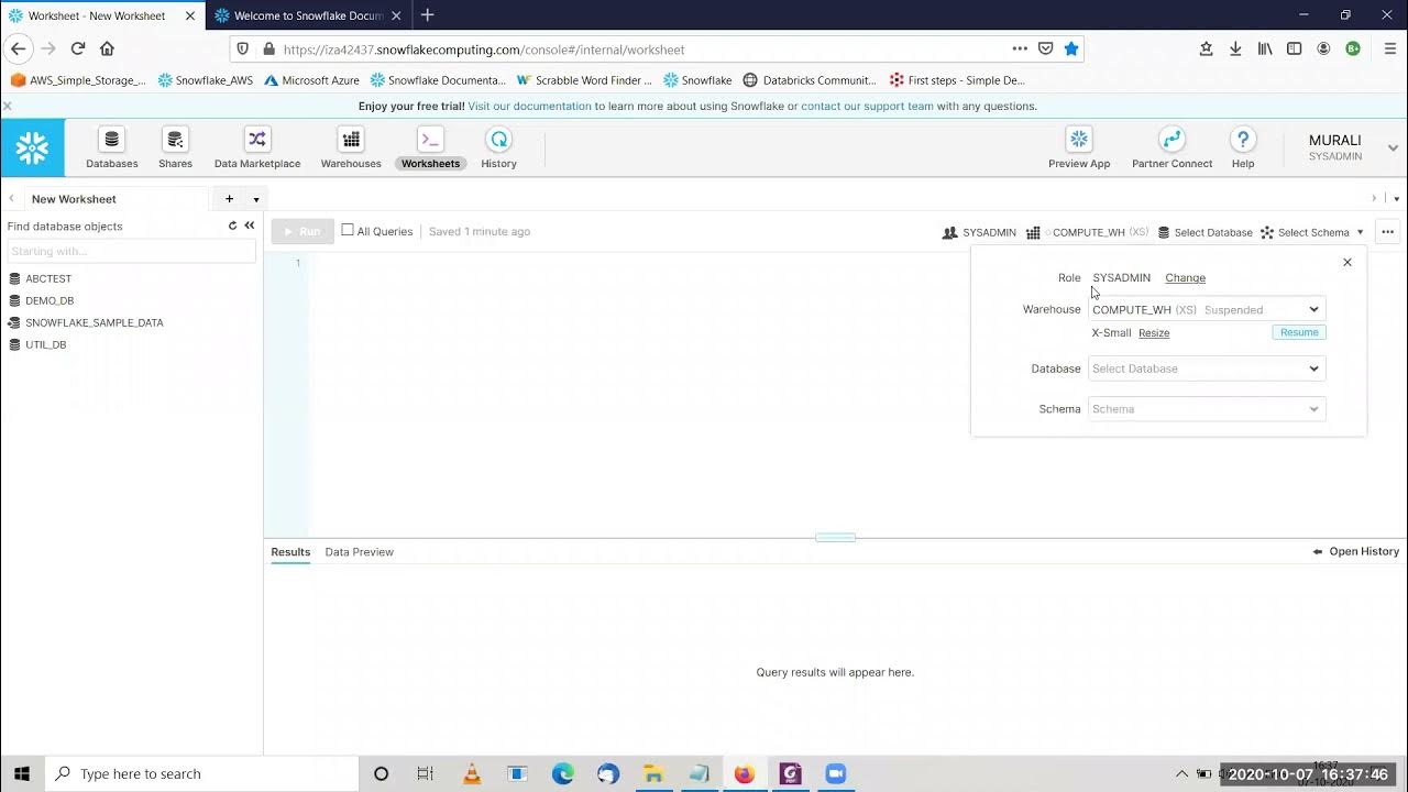 Default roles and database in Snowflake - YouTube