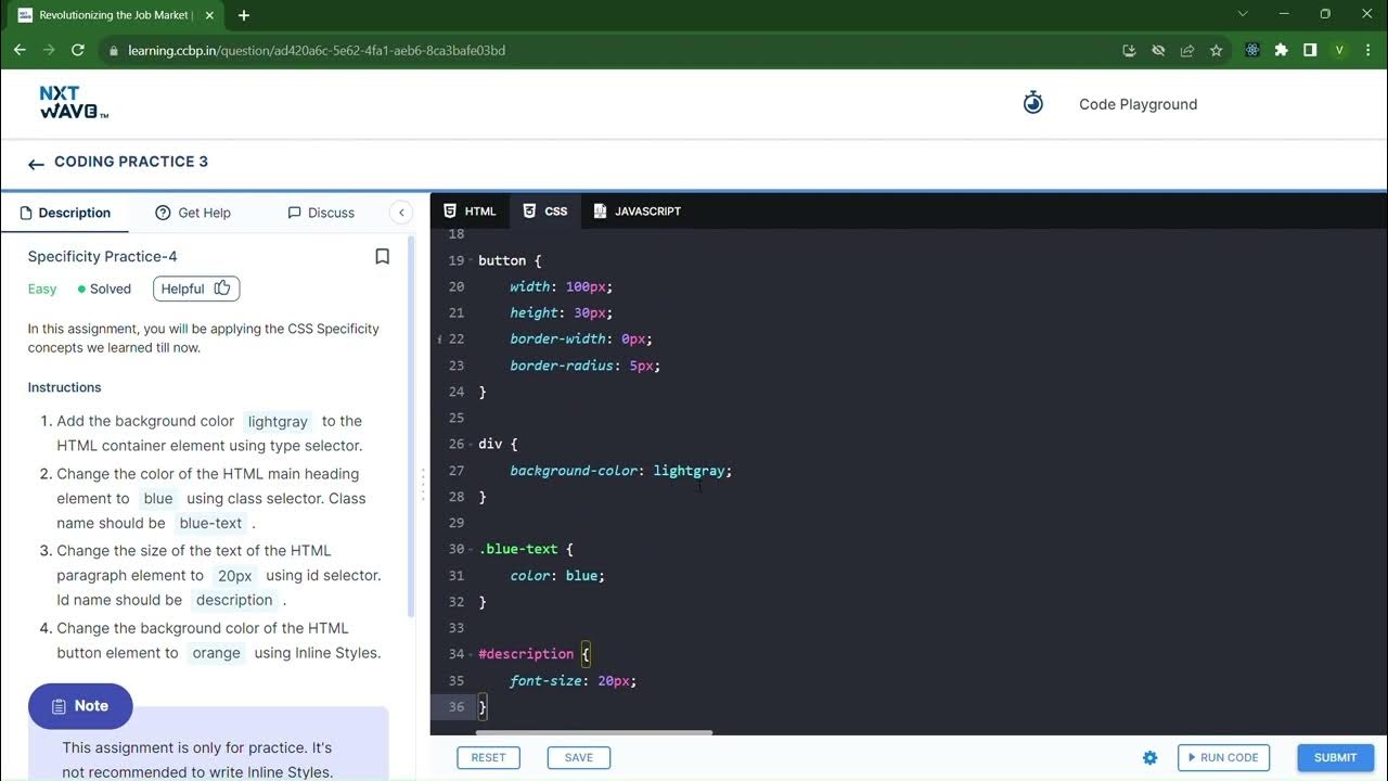 Specificity Practice 4 Coding Practice 3 Html Css Bootstrap Nxtwave Ccbp 4 O Youtube