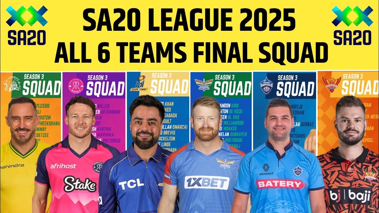 SA20 2025 All Team Squad || SAT20 League 2025 All Team Squad || SA20 All Team Squad 2025 | SA20 ...