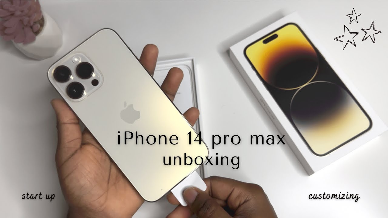 iPhone 14 pro max unboxing | gold |aesthetic | set up and customization ...