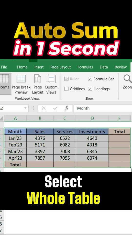 How to Use Auto SUM Quickly in Excel || #excelshorts - YouTube