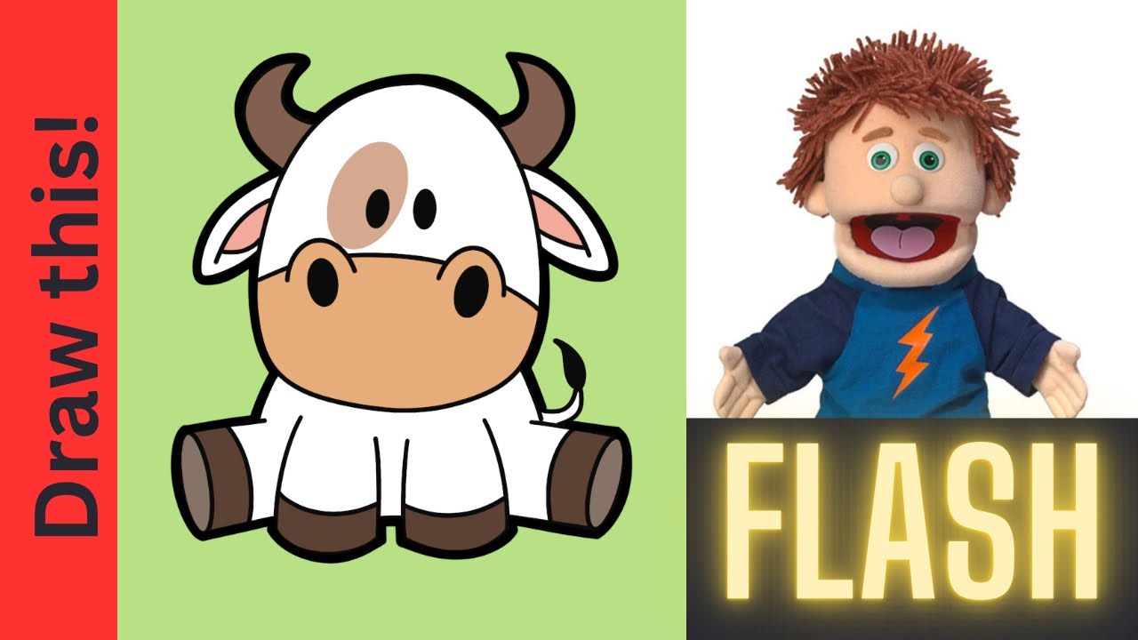 How to draw a super cute cow with Flash - easy step by step ...