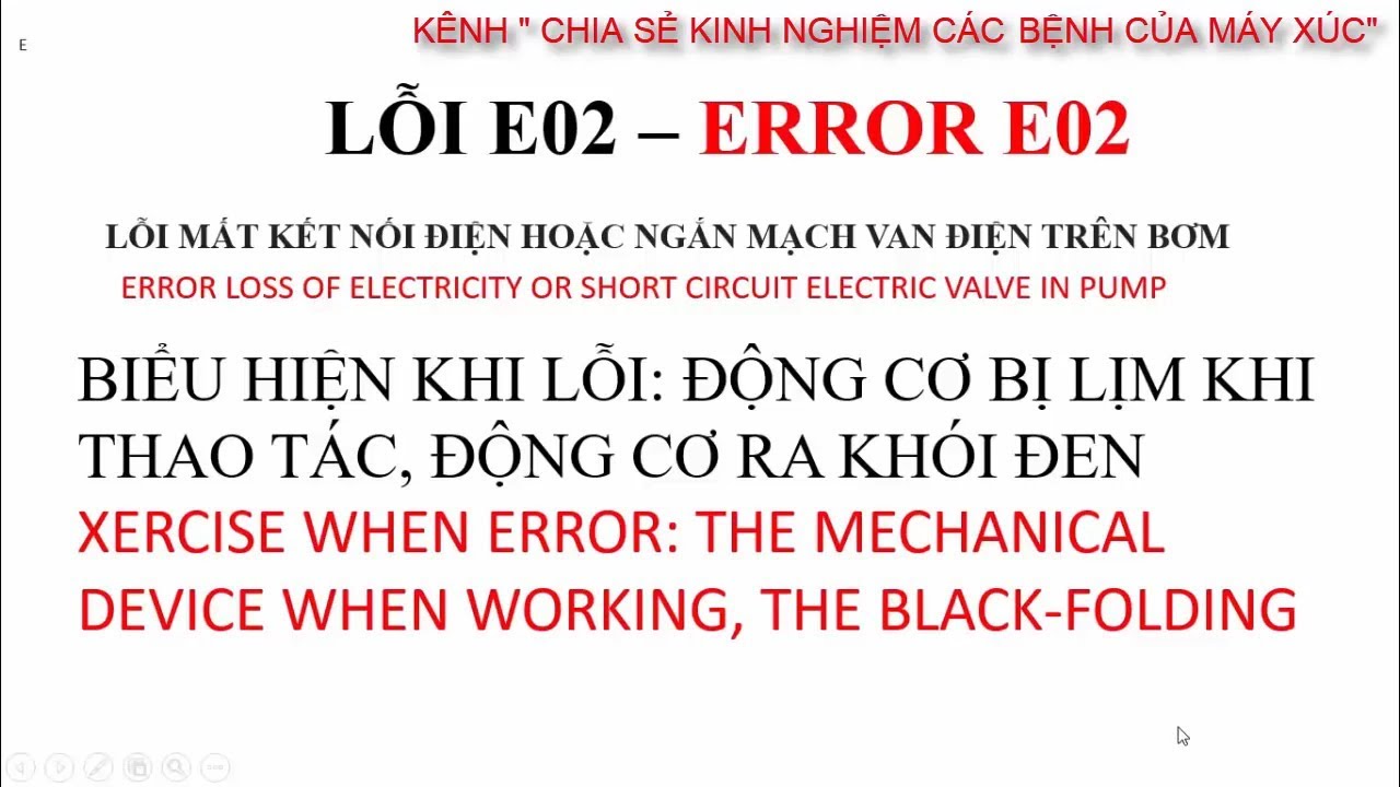 cách khắc phục lỗi E02, E03, E05 trên máy xúc|tổng hợp các bệnh của máy xúc - YouTube
