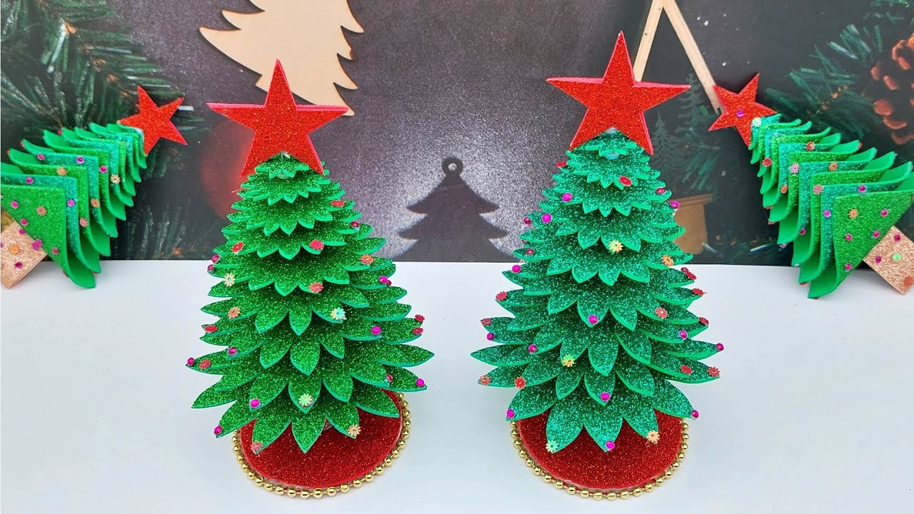 How to Make Christmas Tree- Glitter Foam Christmas Ornaments - DIY ...