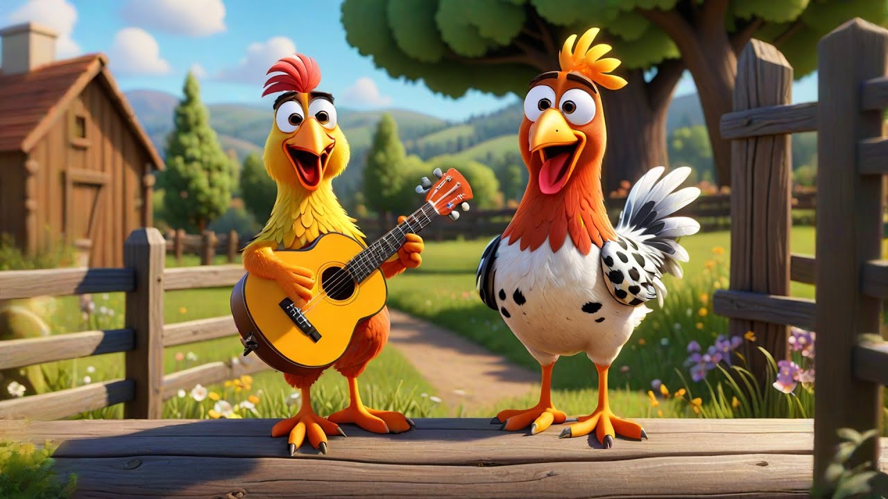 Two Chirpy Chickens Play Guitar | Fun Animal Song for Kids | Nursery ...