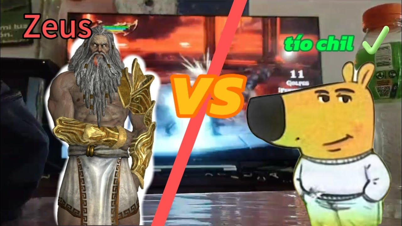 Un simple tío chil peleando contra el jefe final god of war 3 en su ps3 ...