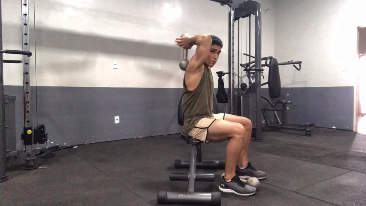 TRÍCEPS FRANCÊS SIMULTÂNEO SENTADO - COMO FAZER? - YouTube