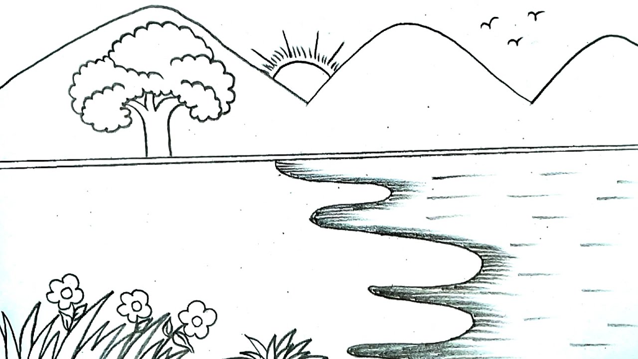How to draw nature picture | Easy drawing video - YouTube