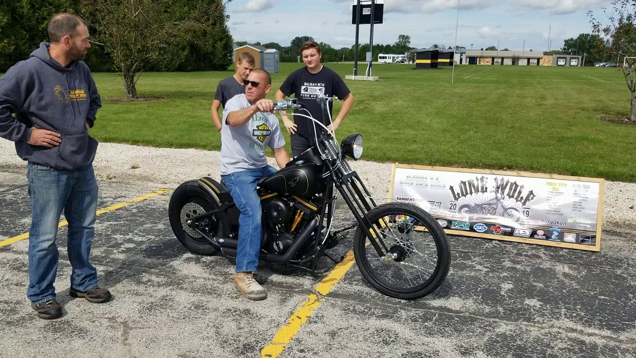 CJ's Bar and Grill owner John Grosbeier shows off bike made by Algoma ...