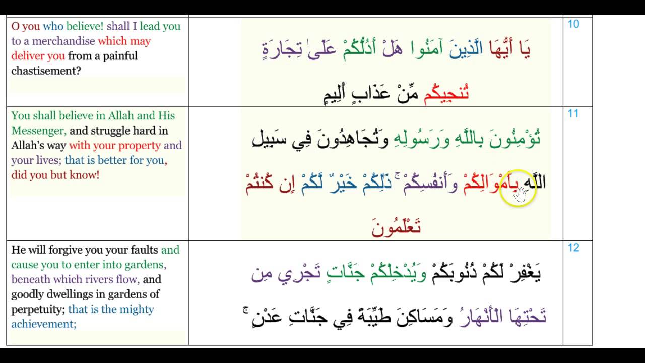 SURAH 61 VERSE 10 11 12 YouTube