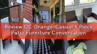 Review OC Orange-Casual 6 Piece Patio Furniture Conversation Set with Ottoman, Outdoor Grey Wicker C
