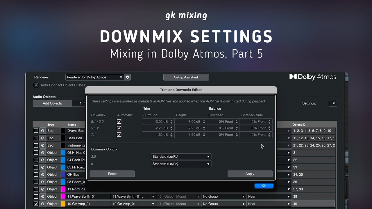 Downmix Settings: Mixing in Dolby Atmos, Part 5 - YouTube