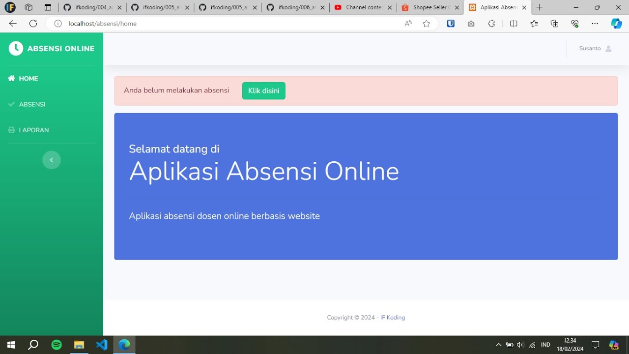 Demo Aplikasi absensi online sederhana berbasis web - YouTube